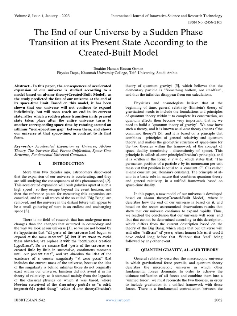 The End of Our Universe by A Sudden Phase Transition at Its Present ...