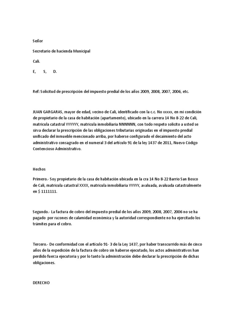 Modelo Prescripcion Predial | PDF