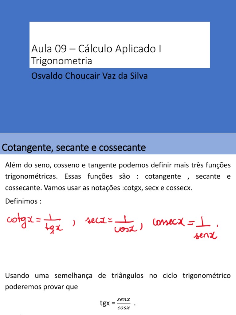 Aula 09 - Trigonometria - 24-03-2022 | PDF | Trigonometria | Função ...