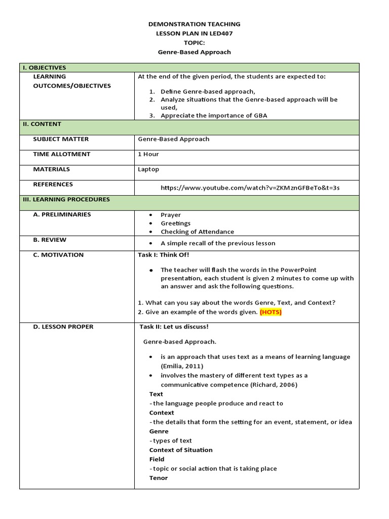 Gba LP | PDF | Learning | Lesson Plan