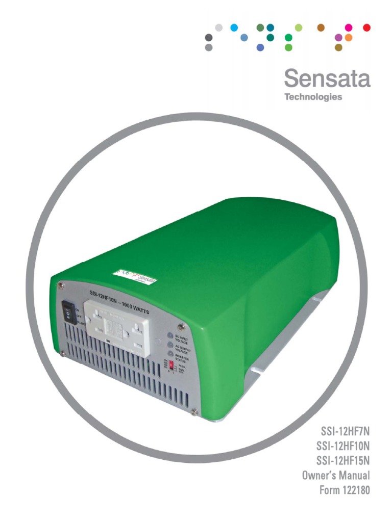Owner's Manual for SSI Series Pure Sine Wave Inverters: SSI-12HF7N, SSI ...