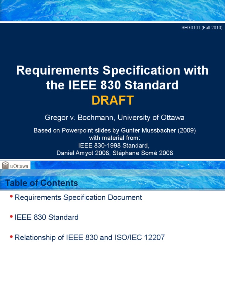 SEG3101-Ch3-2 - Requirements Documentation Standards - IEEE830 | PDF | Specification (Technical ...