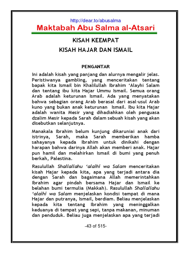 Kisah Hajar Dan Ismail | PDF Kisah Hajar Dan Ismail | PDF