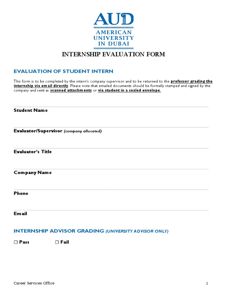 Internship Evaluation Form | PDF | Performance Appraisal | Internship