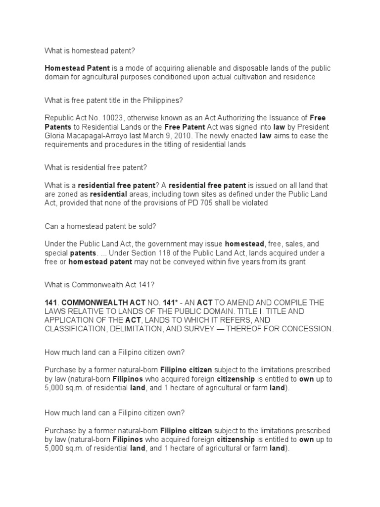 What Is Homestead Patent | Download Free PDF | Patent | Citizenship