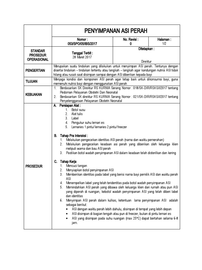 011.penyimpanan Asi Perah | PDF