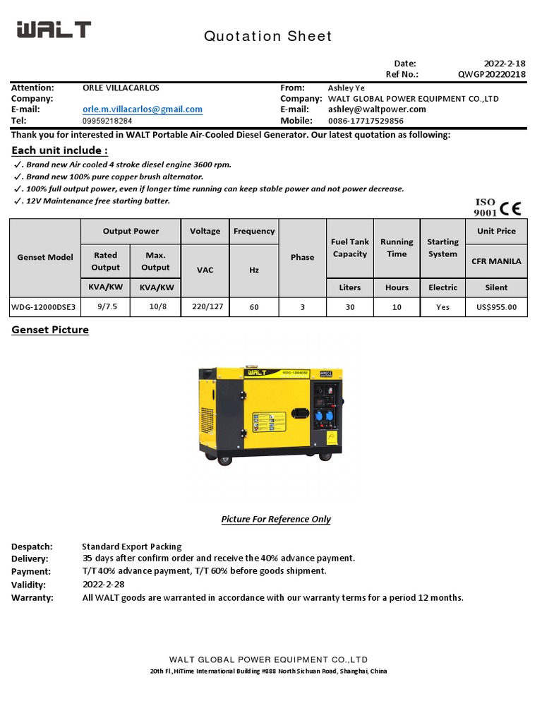 10kVA Silent Genset | PDF