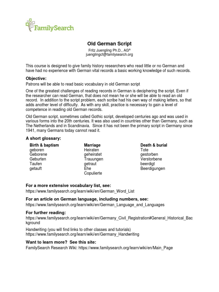 Old German Script Handout | PDF | Cognitive Science | Linguistics