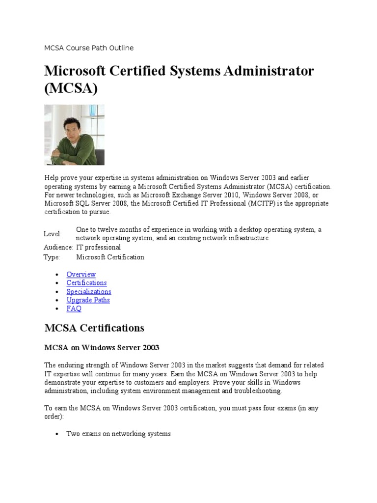 MCSA Certification Path Guide | PDF | Comp Tia | Professional Certification