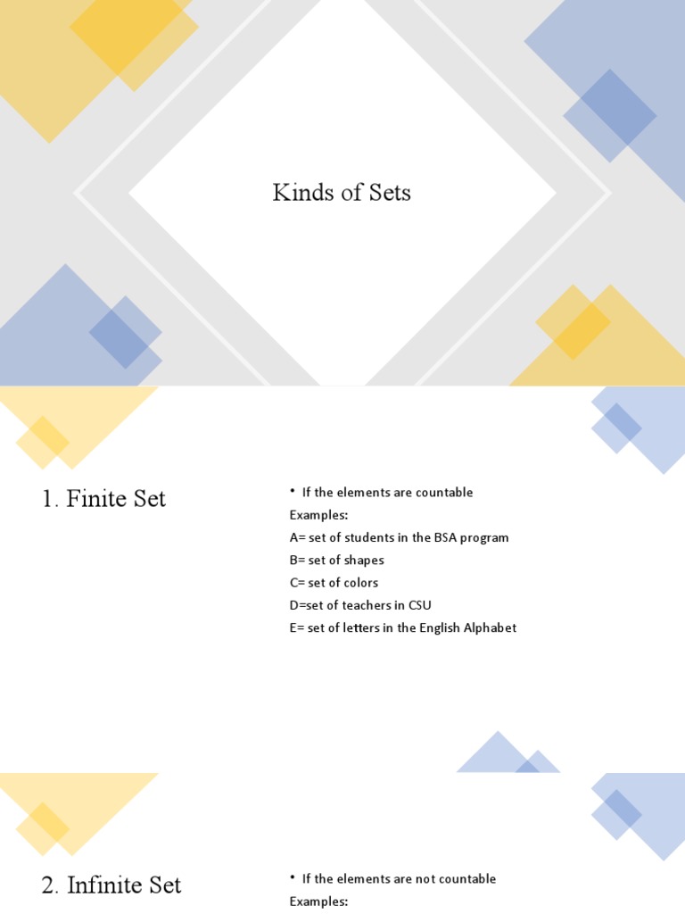 Kinds of Sets | PDF | Set (Mathematics) | Numbers