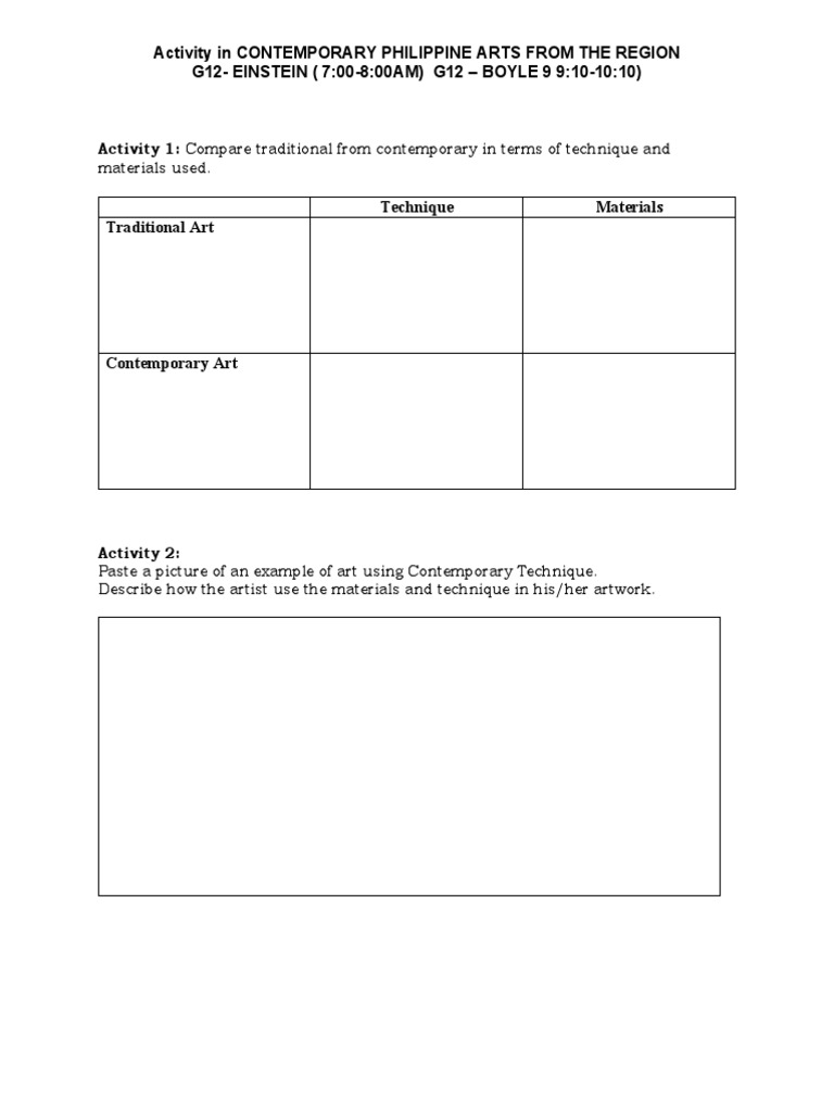 Activities in Contemporary Philippine Arts | PDF