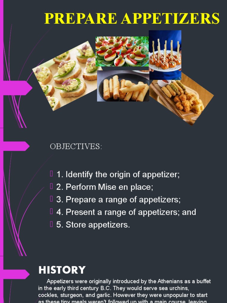 Preparing a Variety of Appetizers | PDF | Home & Garden | Wellness