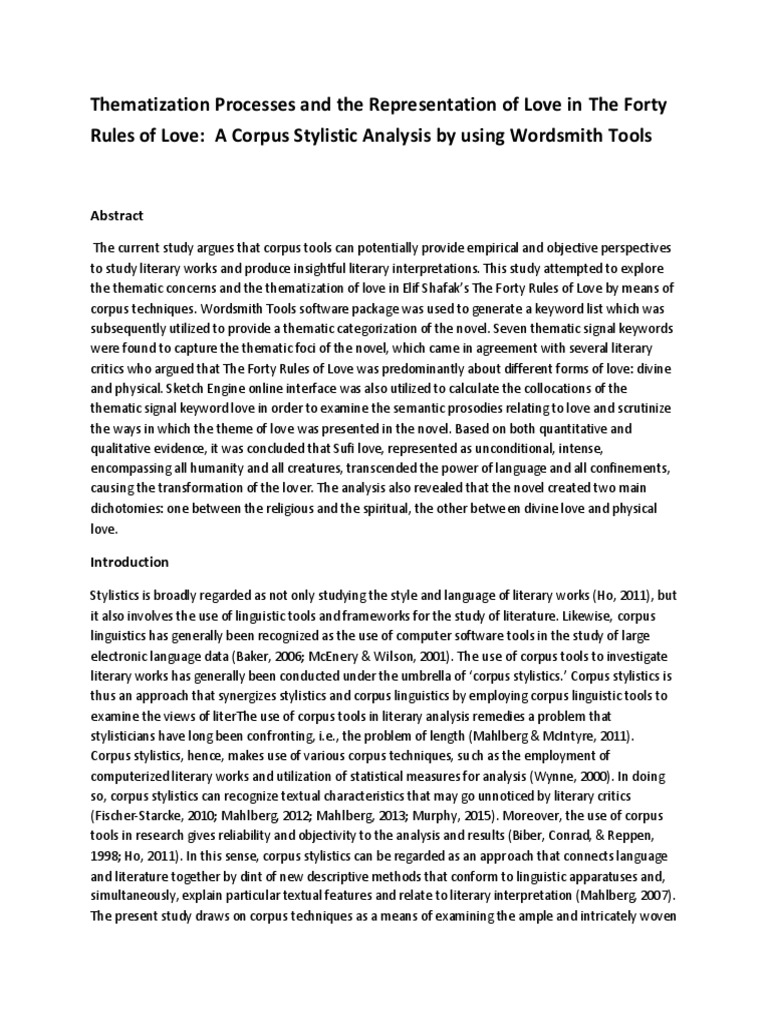 Thematization Processes and The Representation of Love in The Forty Rules of Love by Using WORD ...
