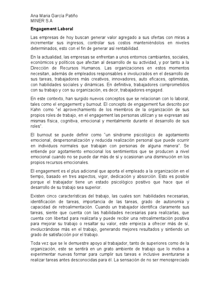 Engagement Laboral | PDF | Las emociones | Burnout ocupacional