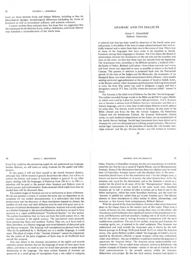 Aramaic and Its Dialects | PDF