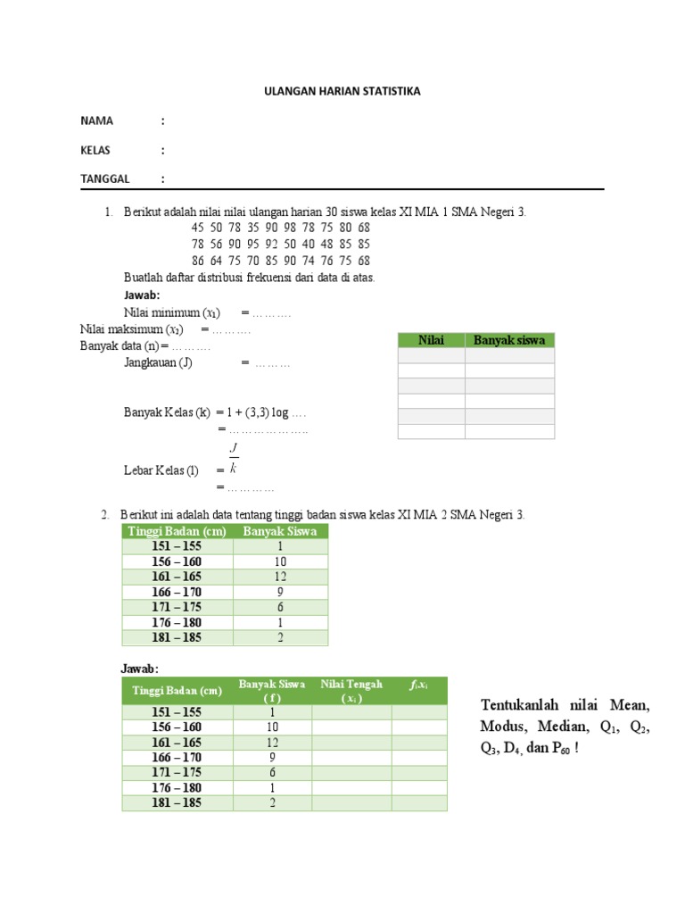 Ulangan Harian Statistika-1 | PDF