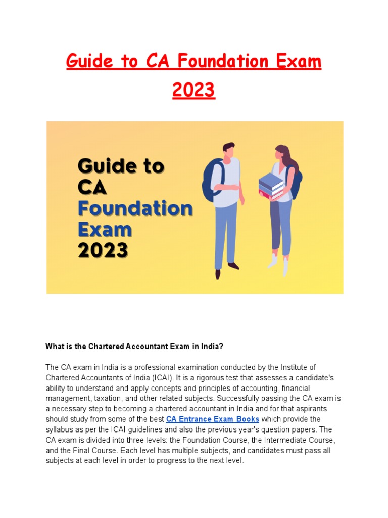 Guide To Ca Foundation Exam 2023 Pdf Accounting Accountant