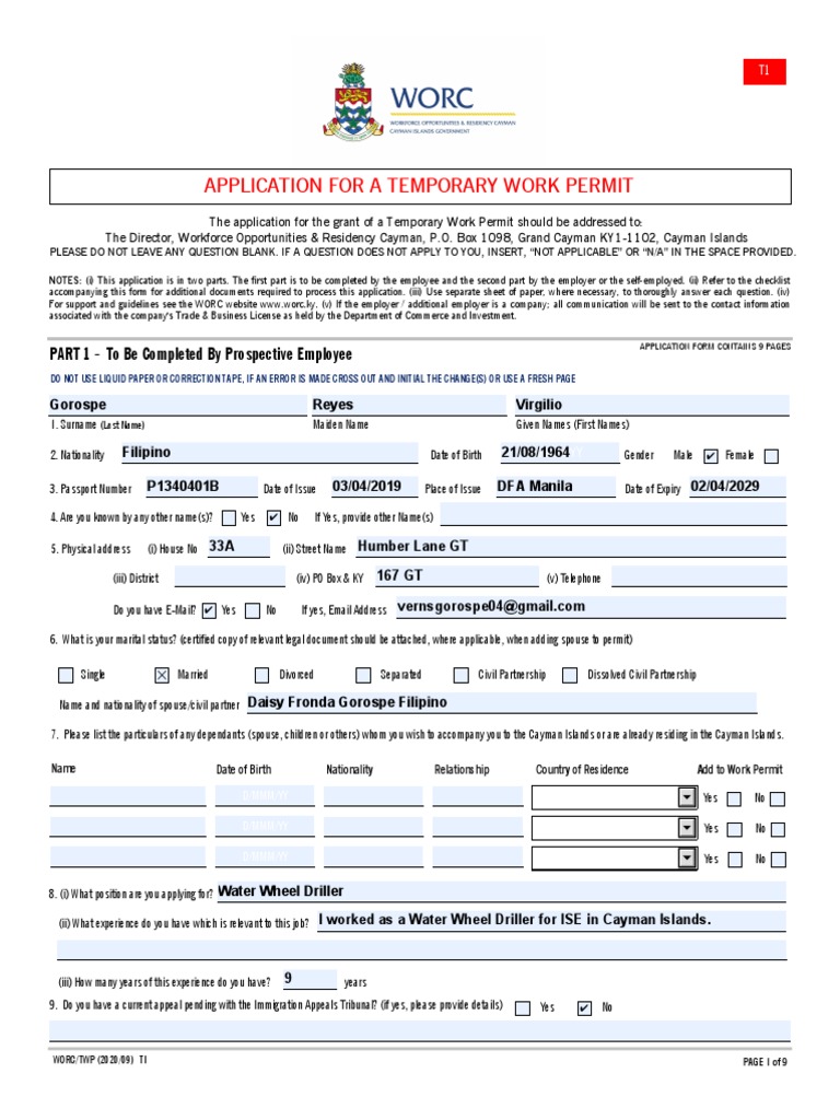 T1 - Temporary Work Permit - Working | PDF | Employment | Pension