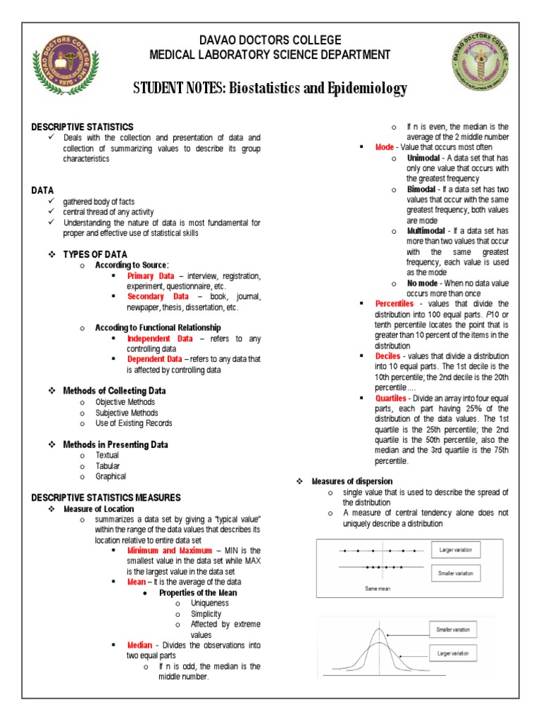 2 Descriptive Statistics Handout | PDF | Median | Statistics