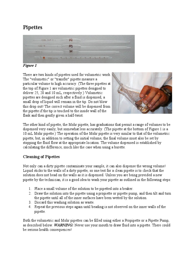 Two Types of Pipettes for Volumetric Work | PDF | Gases | Laboratory ...