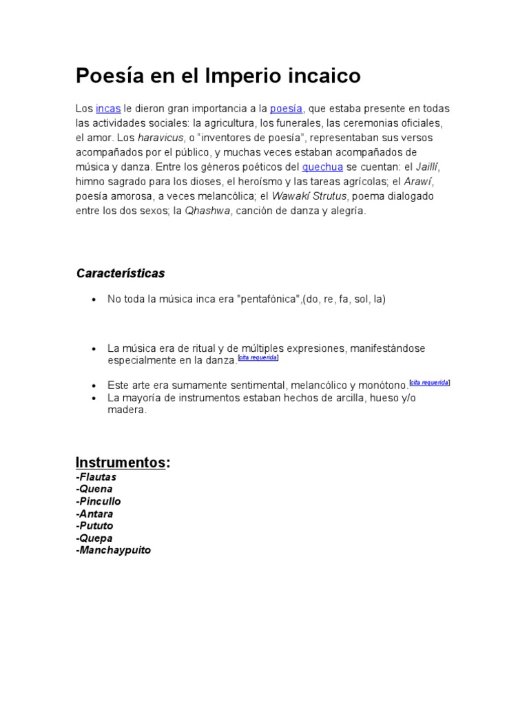 Poesía en El Imperio Incaico | PDF