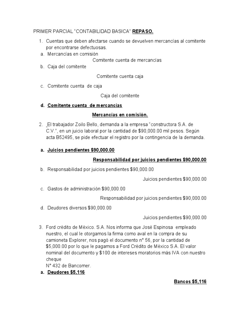 Primer Parcial Contabilidad Intermedia 1 | PDF | Bancos | Dinero