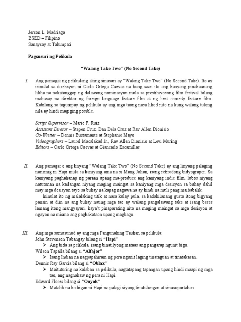 Pagsusuri NG Pelikula | PDF