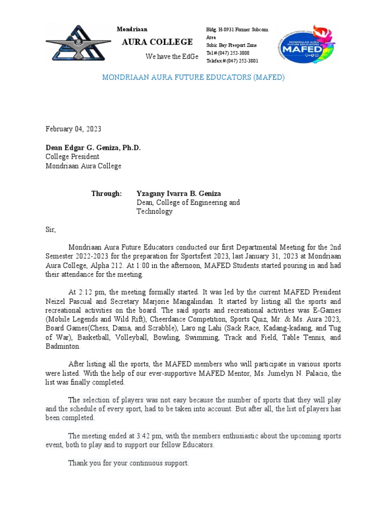 Narrative Report & Documentation 1st Departmental Meeting | PDF ...