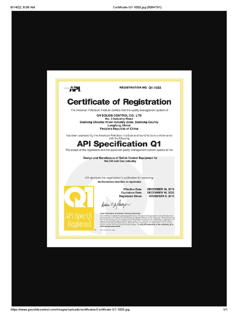 Certificate Q1 1003 | PDF
