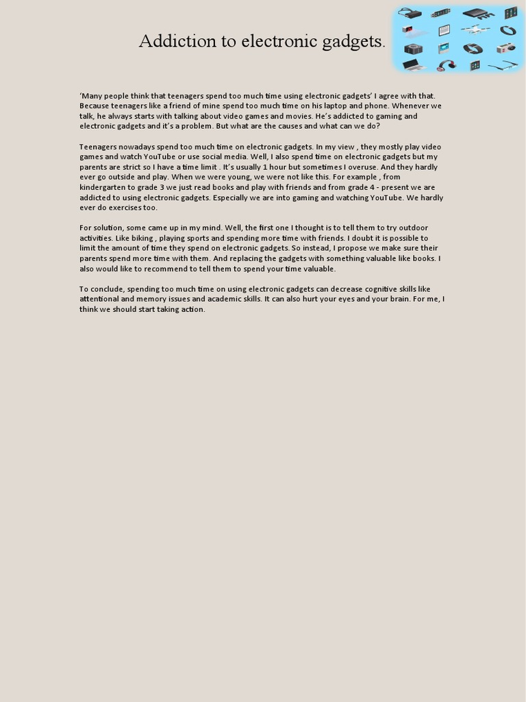 Addiction To Electronic Gadgets | PDF