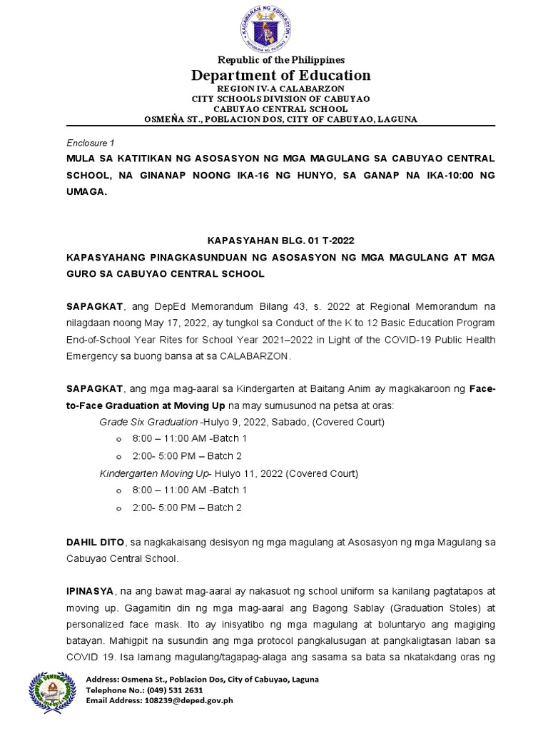 Enclosure 1 GRADUATION RESOLUTION | PDF