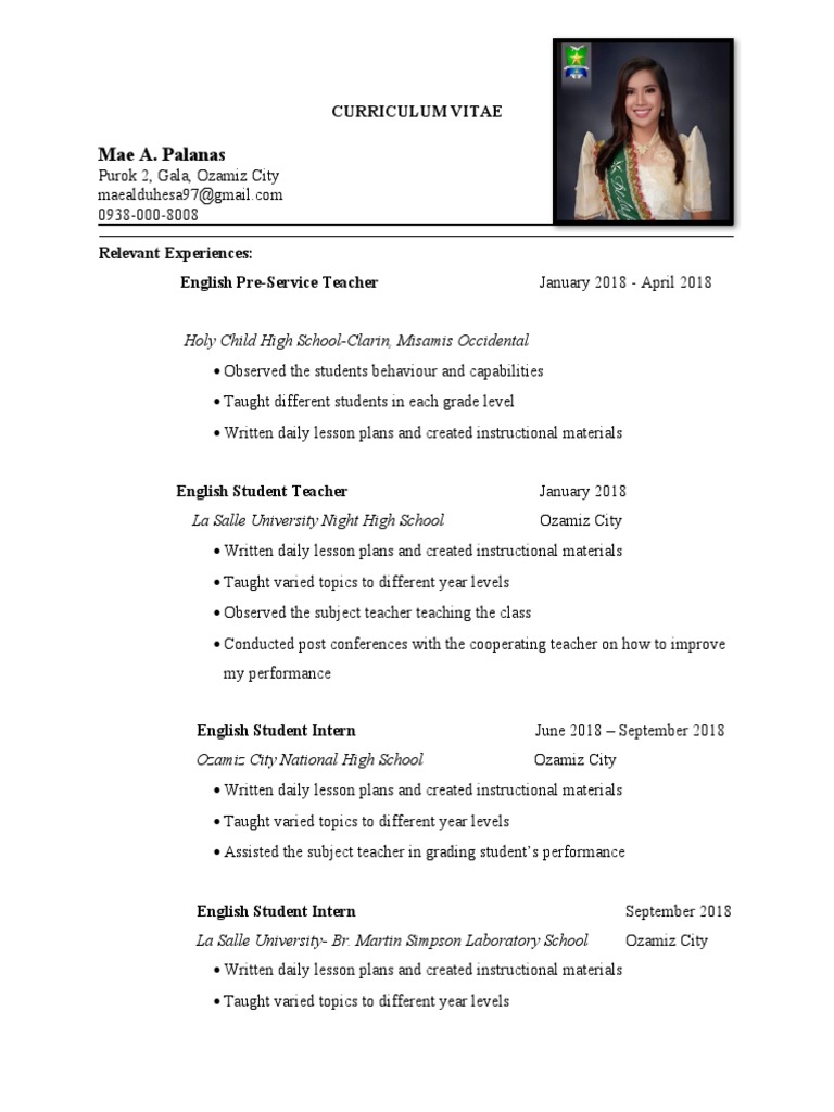 CV Mae Palanas | PDF | Lesson Plan | Teachers
