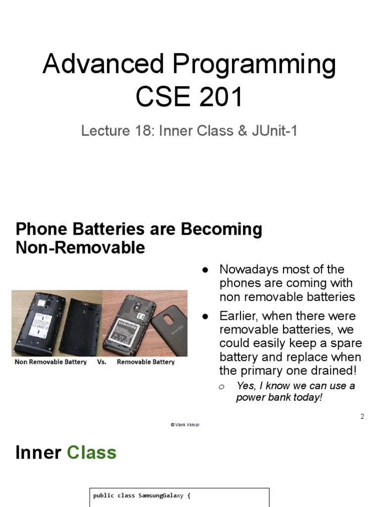Lecture 18 Innerclassjunit1 Pdf Class Computer Programming Unit Testing 