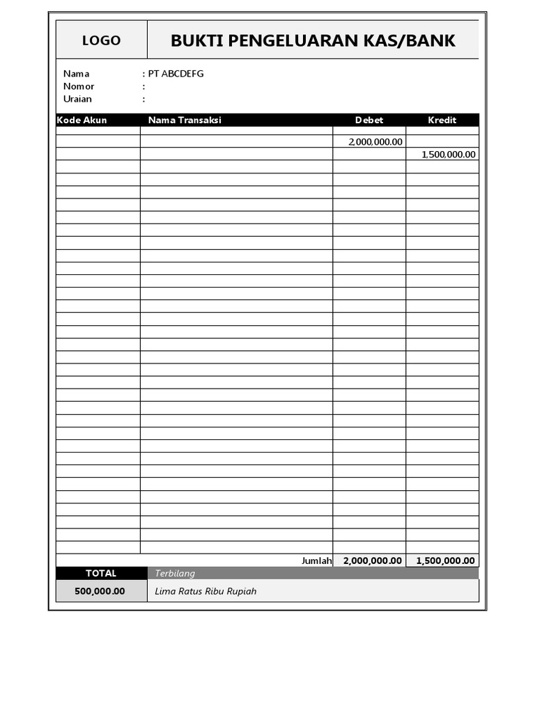 Form Bukti Pengeluaran Kas-Bank | PDF