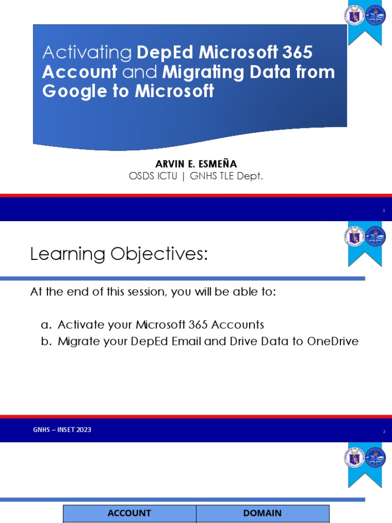 Activating DepEd Microsoft 365 Account and Migrating Data from Google ... Activating DepEd Microsoft 365 Account and Migrating Data from Google ...