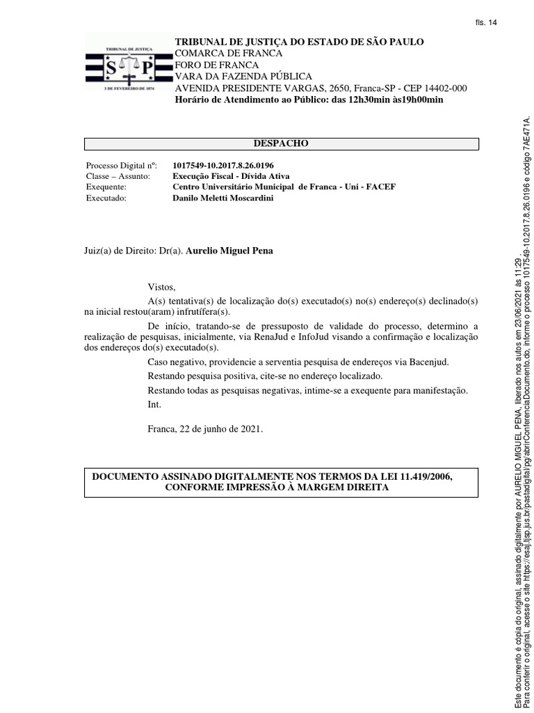 Proferido Despacho de Mero Expediente | PDF