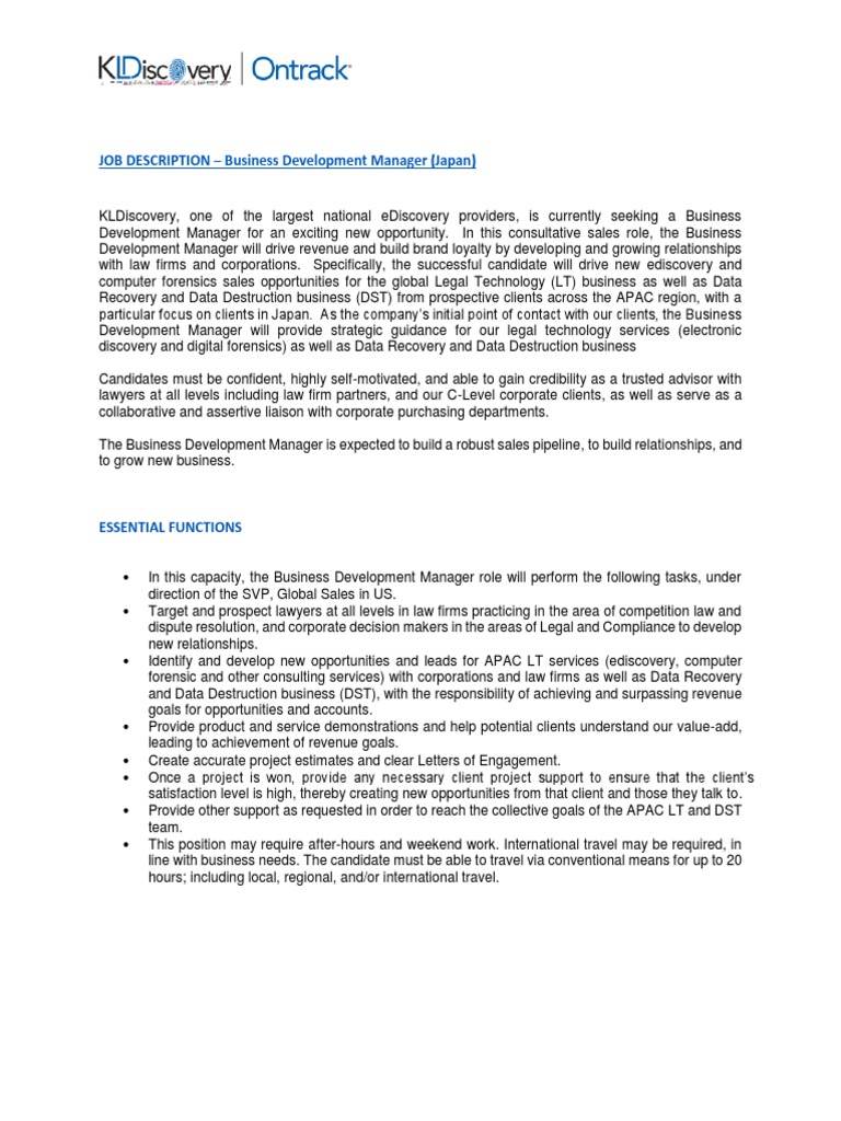 Business Development Manager | PDF | Law Firm | Computing