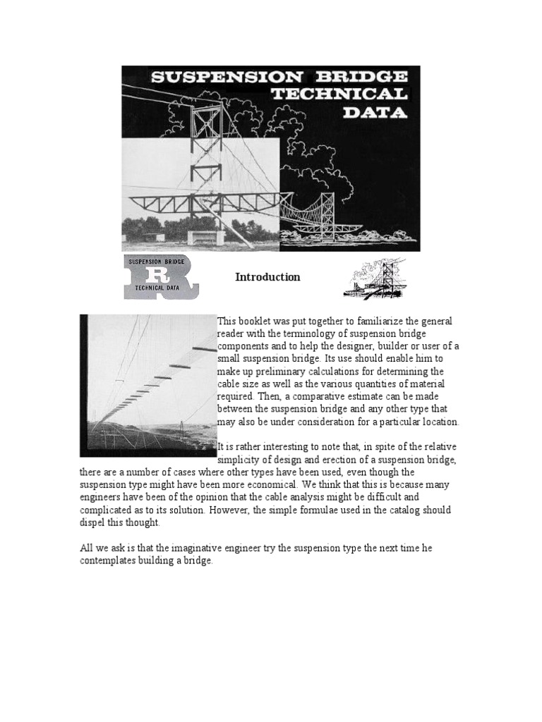 Suspension Bridge Technical Data | PDF | Wire | Truss