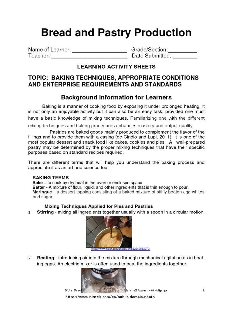 BPP Las Baking Techniques, Appropriate Conditions and Enterprise ...