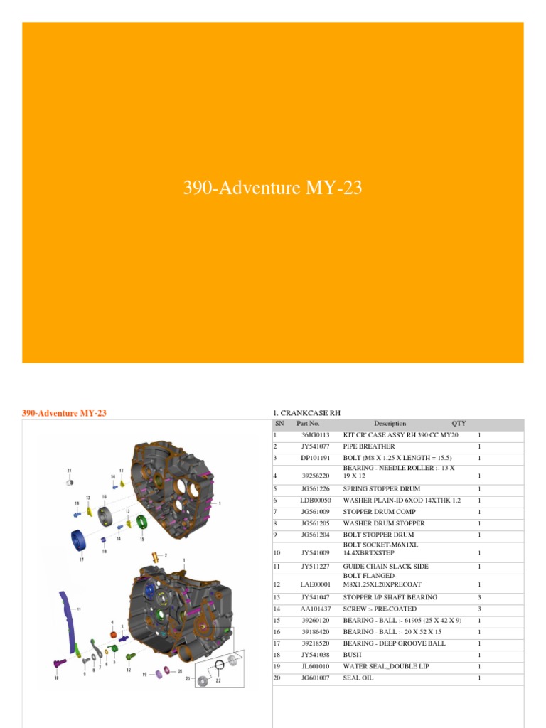 KTM 390 Adventure - MY 23 PARTS CATLOG | PDF | Clutch | Piston