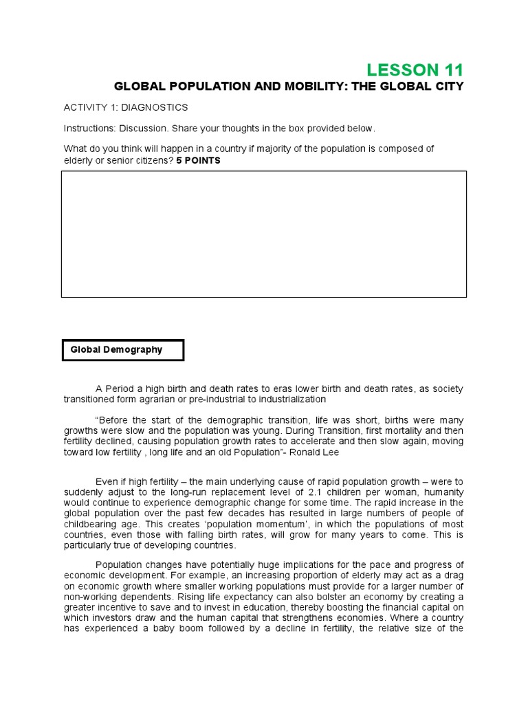 Lesson 11 Ge3 | PDF | Economic Growth | Population