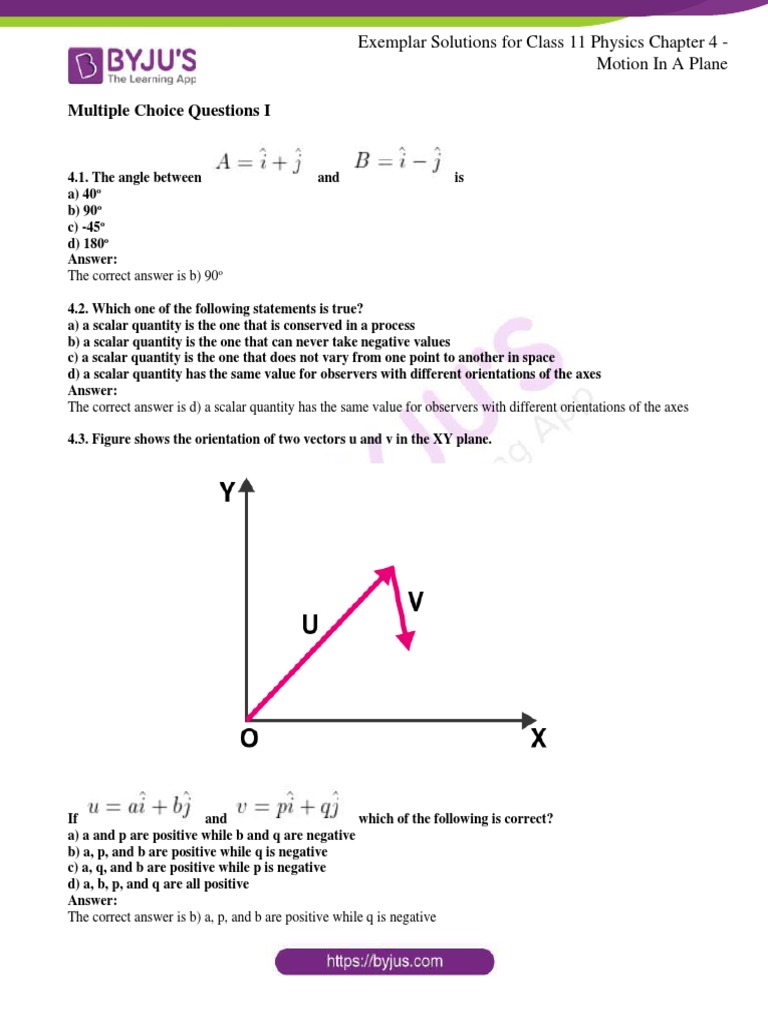 Ncert Exemplar Solt For Class 11 Physics CH 4 | Download Free PDF | Acceleration | Mechanics