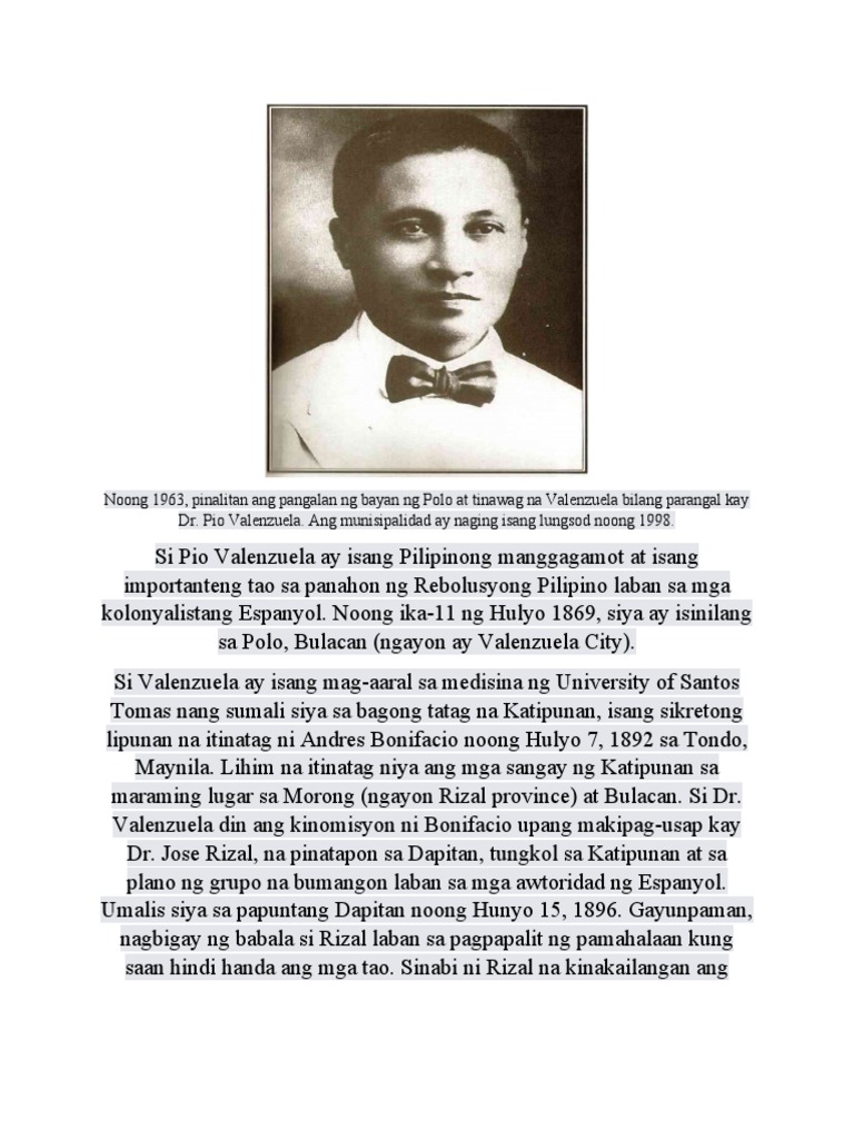 Pio Valenzuela Talambuhay - JPG | PDF