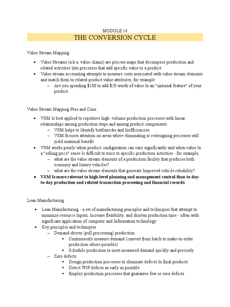 MODULE 14 The Conversion Cycle | Download Free PDF | Inventory | Lean Manufacturing