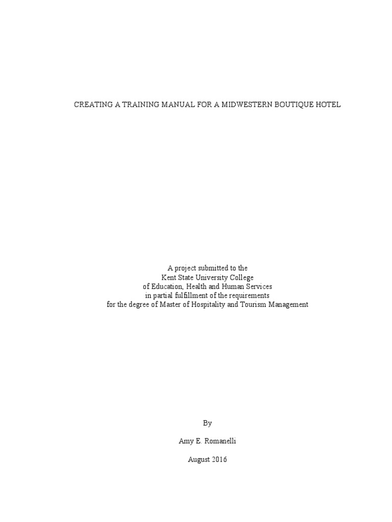 Creating A Training Manual For A Midwestern Boutique Hotel | PDF ...