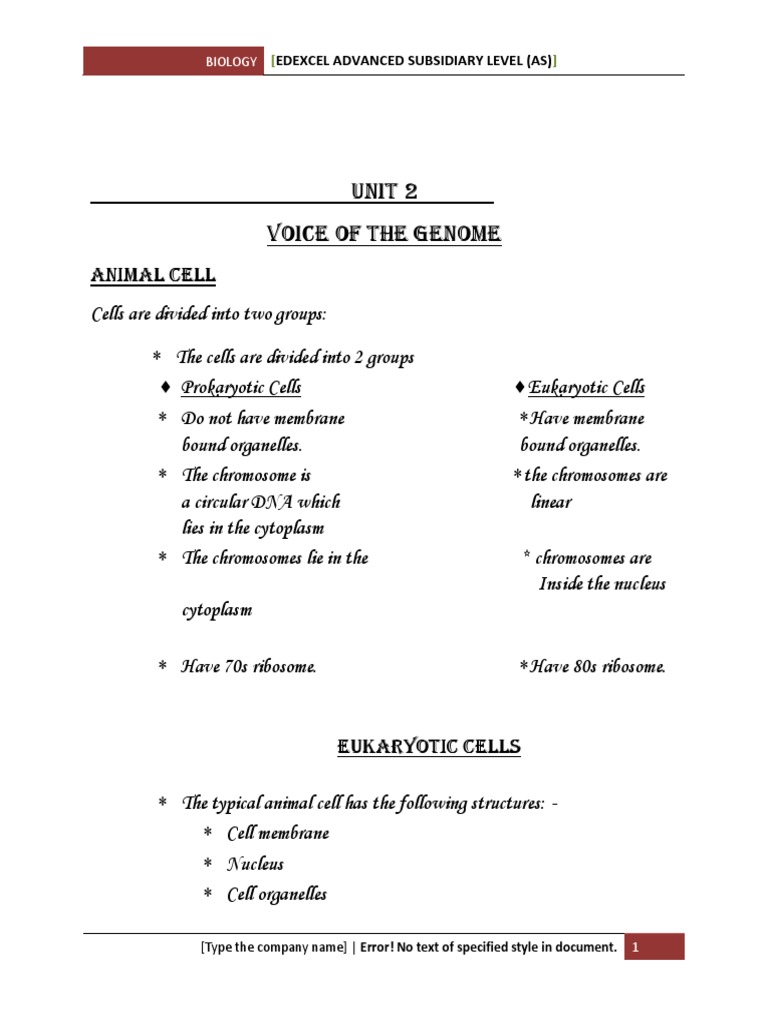1.new Unit 2-1 | PDF | Cell (Biology) | Endoplasmic Reticulum