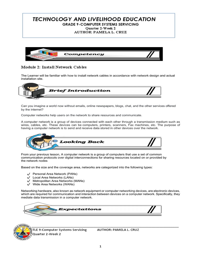 9 Tle CSS Q2 W2 | PDF | Computer Network | Electrical Connector