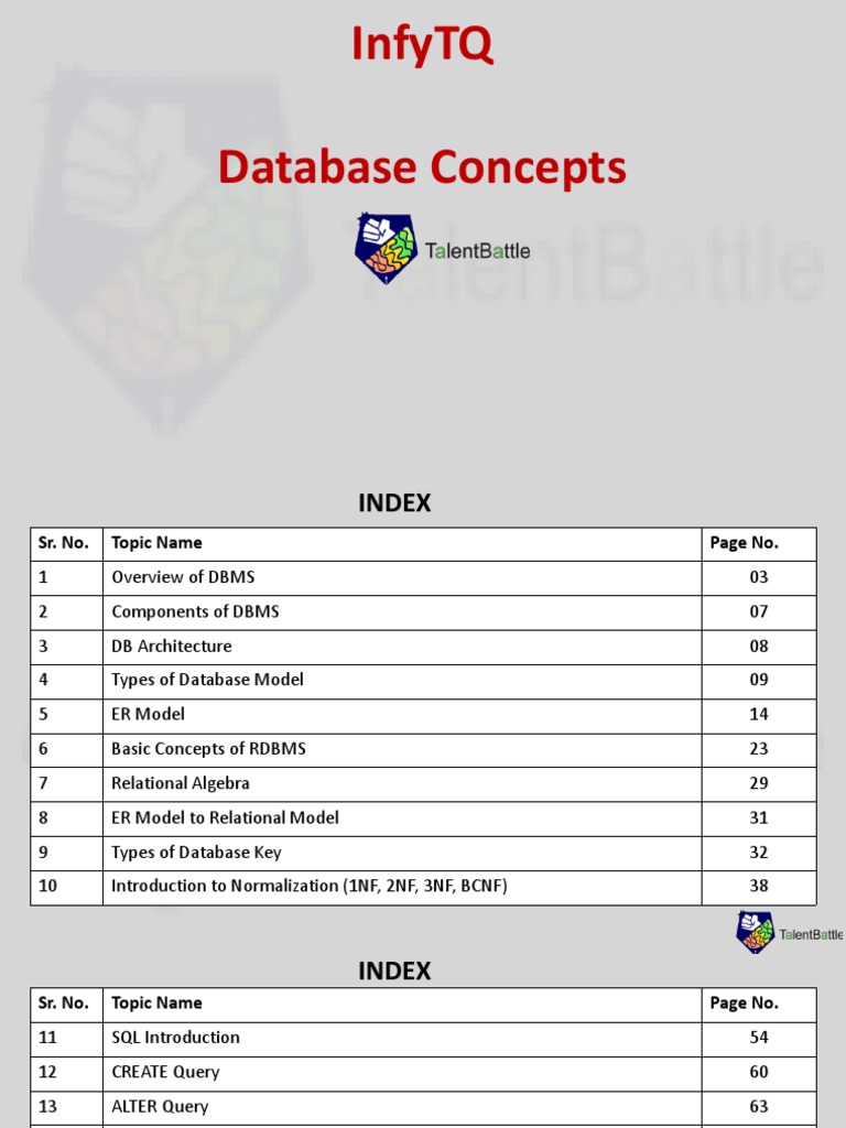 InfyTQ DBMS Lecture Session 1 | PDF | Relational Database | Databases