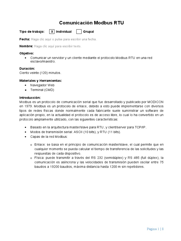 Modbus RTU | PDF | Red de computadoras | Transmisión de datos