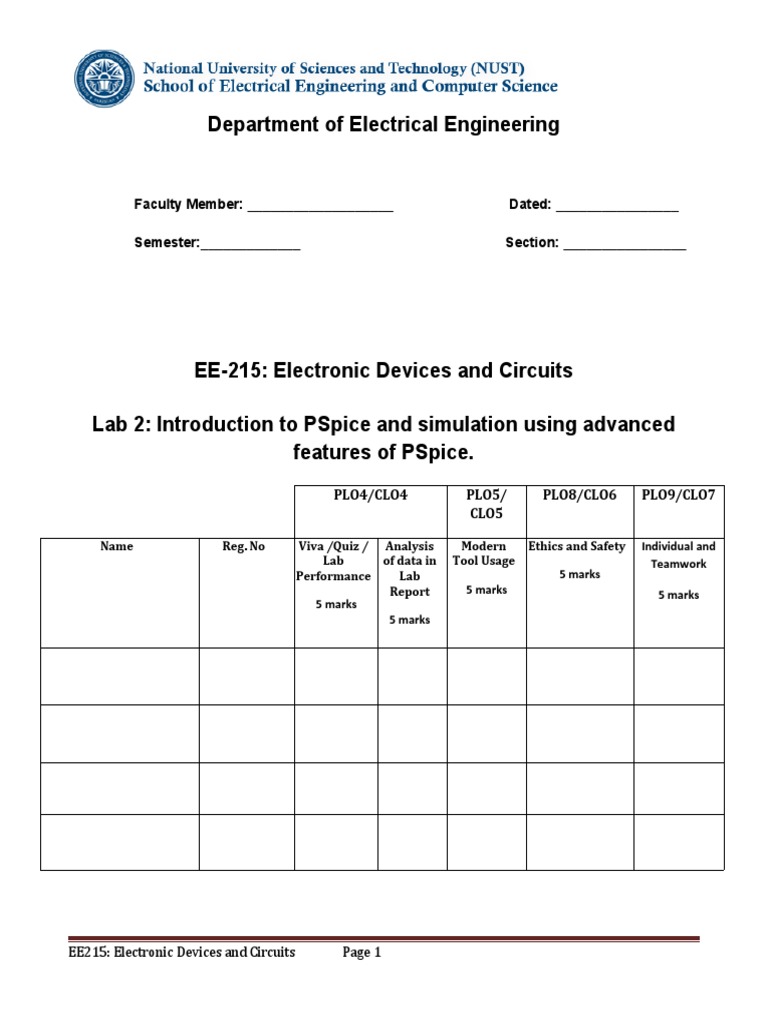 Lab 2 | PDF | Electrical Network | Simulation